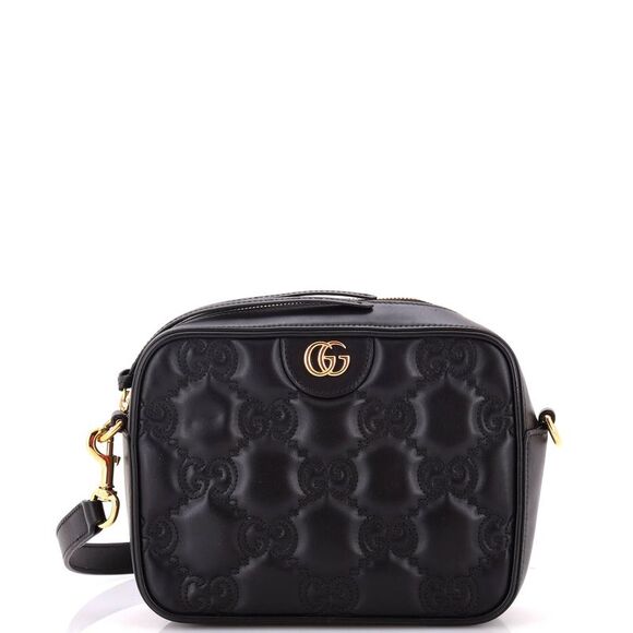 Gucci | Bags | Gucci Zip Camera Bag Gg Matelasse Leather Small Black ...